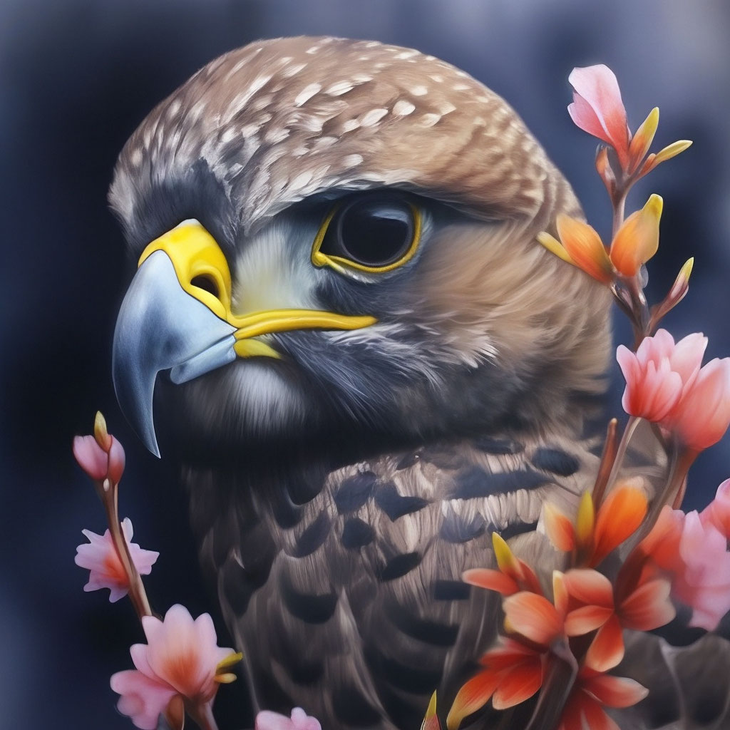 "☘️ Spring. Falconry. Detailed drawing, watercolor, dark background ...
