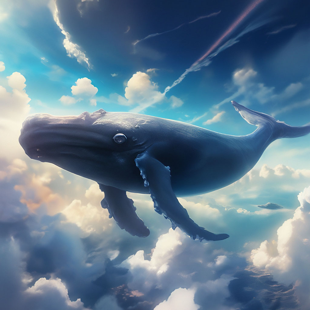 "A whale in the sky" — image created in Shedevrum