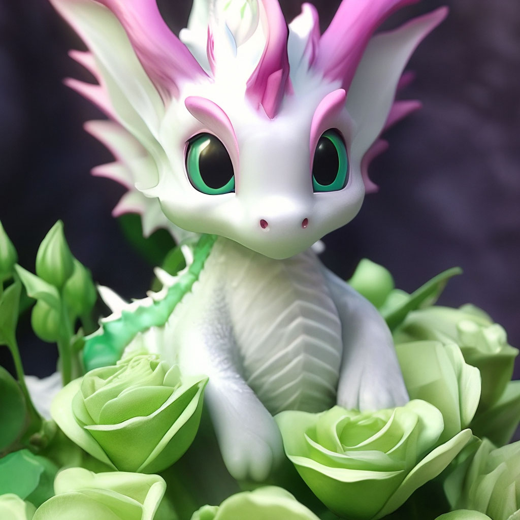 "Head Fuchsia Line Definition Cute fluffy silver Cute little dragon ...