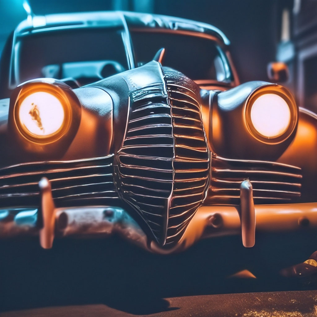 "Scary car, with mouth, halloween , night, fear, horror, aesthetically ...