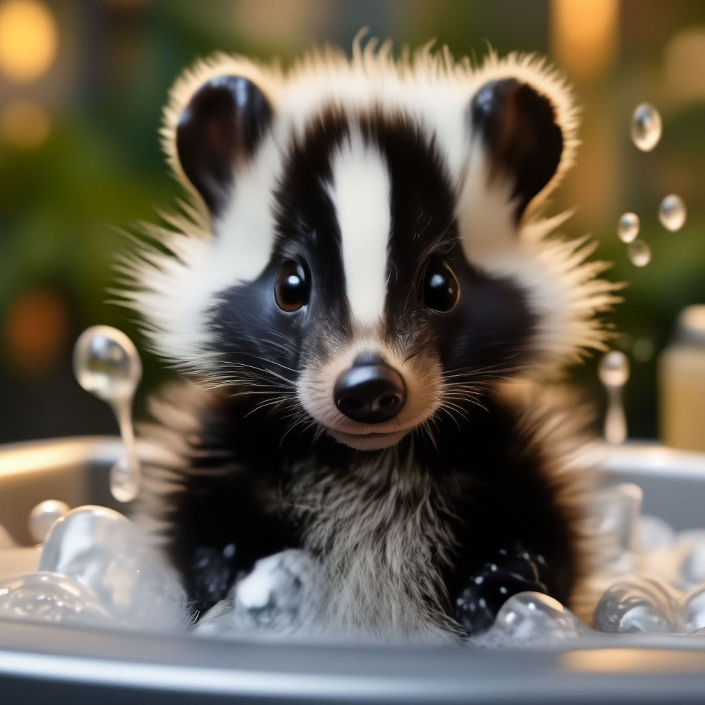 "Cute, cute baby skunk in the jacuzzi playing with soap foam, 800k ...