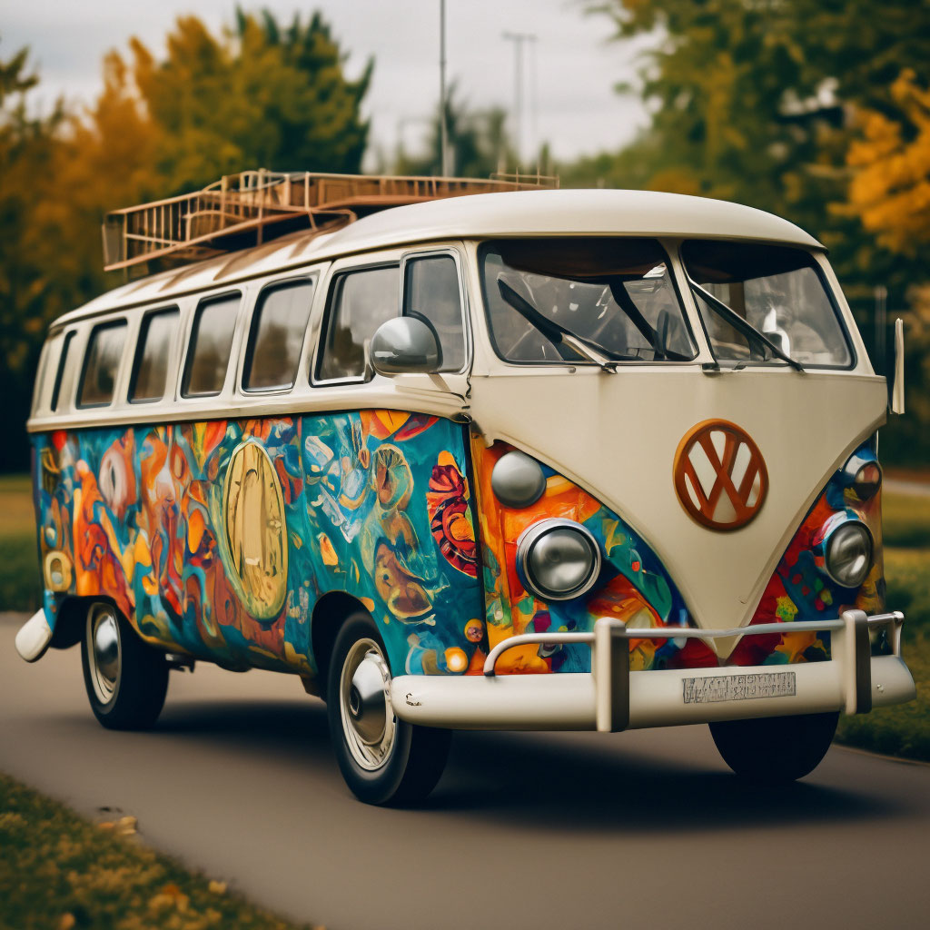 "Hippie bus" — image created in Shedevrum