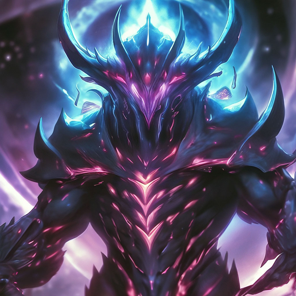 "Space elemental demon, skin from outer space" — image created in Shedevrum