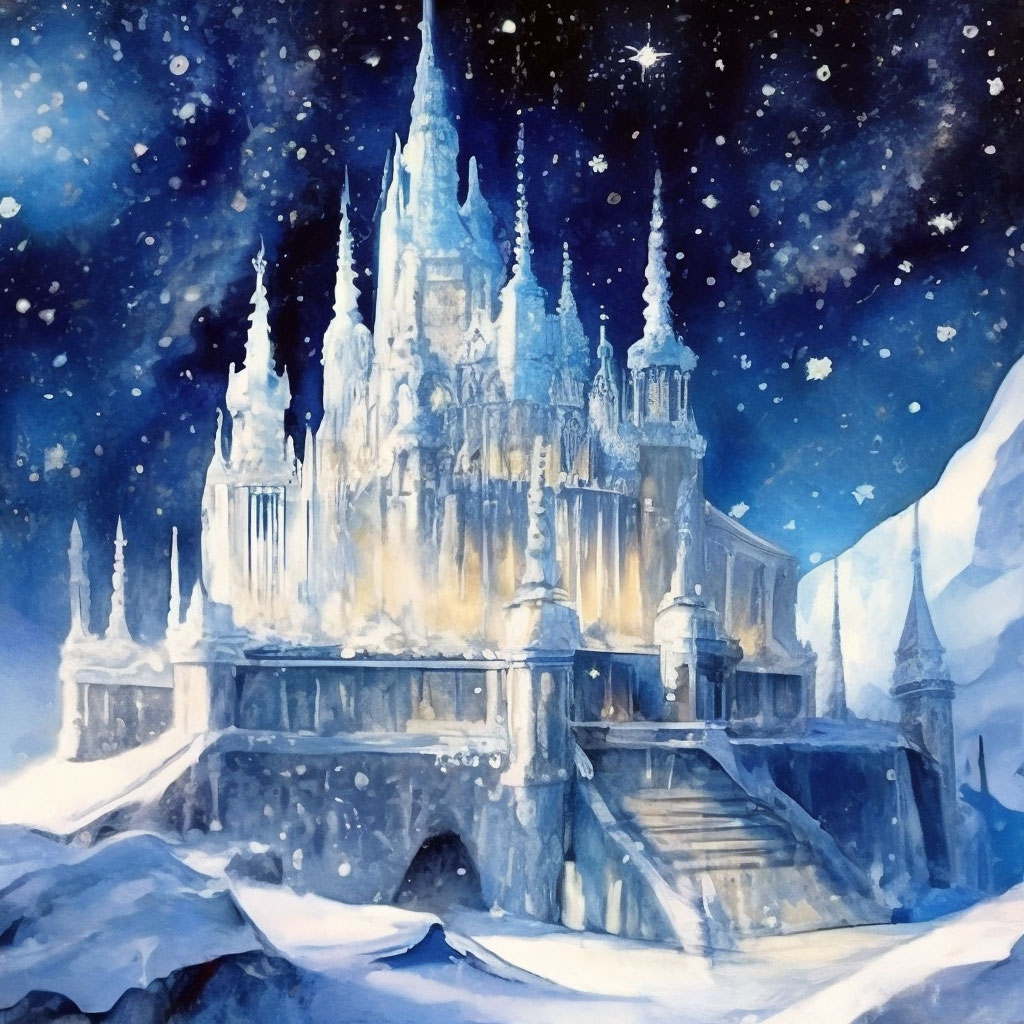 "Snow Queen's palace, ice castle, Antarctica, snowflakes, snow ...
