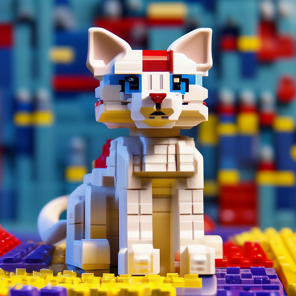 "A cat in the lego style" — image created in Shedevrum