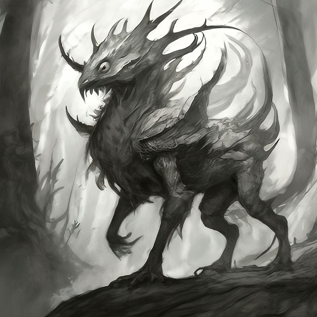 "Fantastic creature, fantasy illustration, sketch" — image created in ...