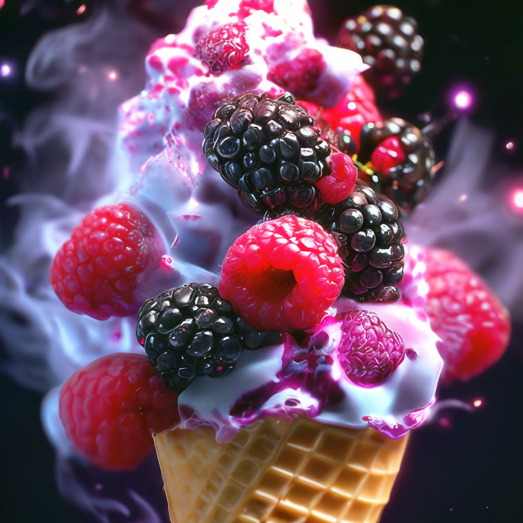 "Hyperrealistic,bright,beautiful,made of fire smoke, raspberries ...