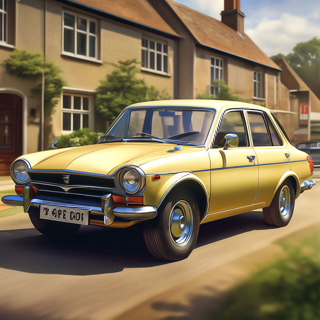 "Austin Princess, 1975, realistic, high resolution, detailed drawing ...