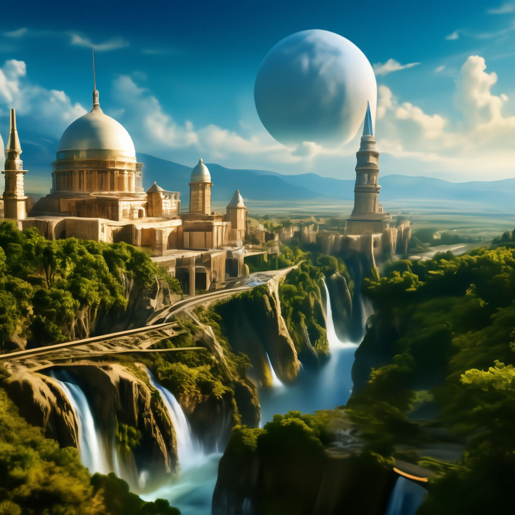 "Picturesque landscapes of the capital of the planet Naboo, realistic ...