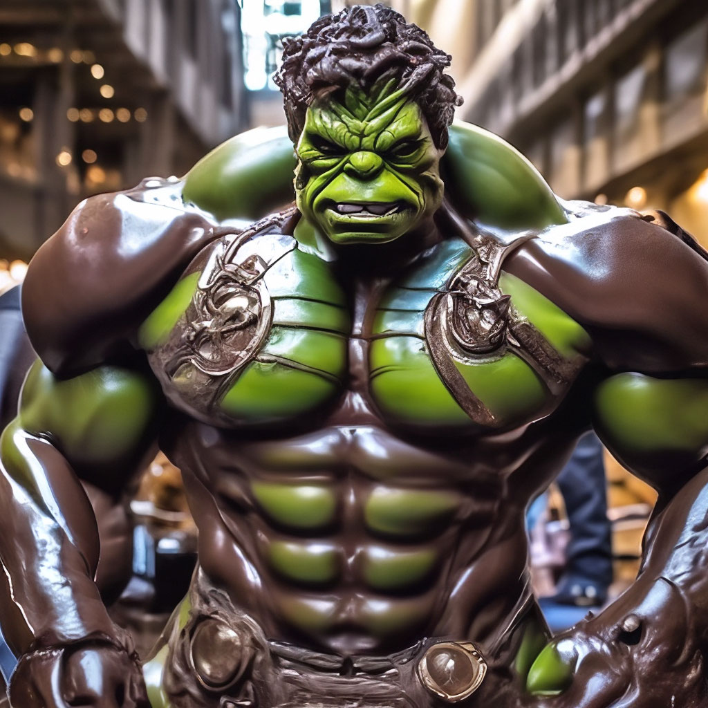 "Chocolate milk hulk, aesthetically pleasing, beautiful, realistic ...