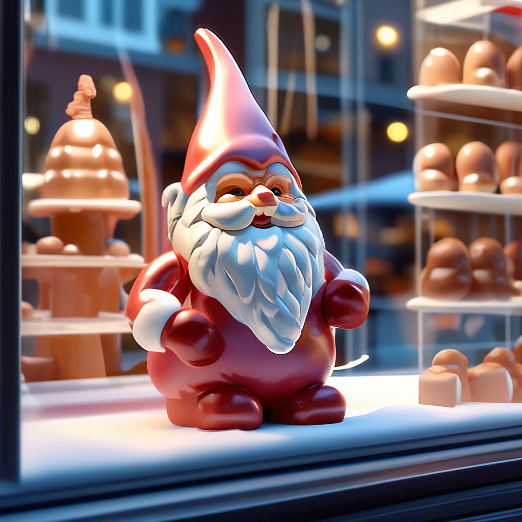 "A large figure made of chocolate Scandinavian gnome in a beautiful ...