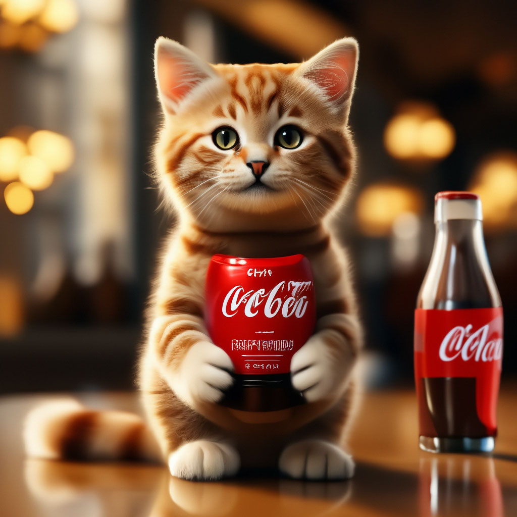 "Coco-cola cat" — image created in Shedevrum