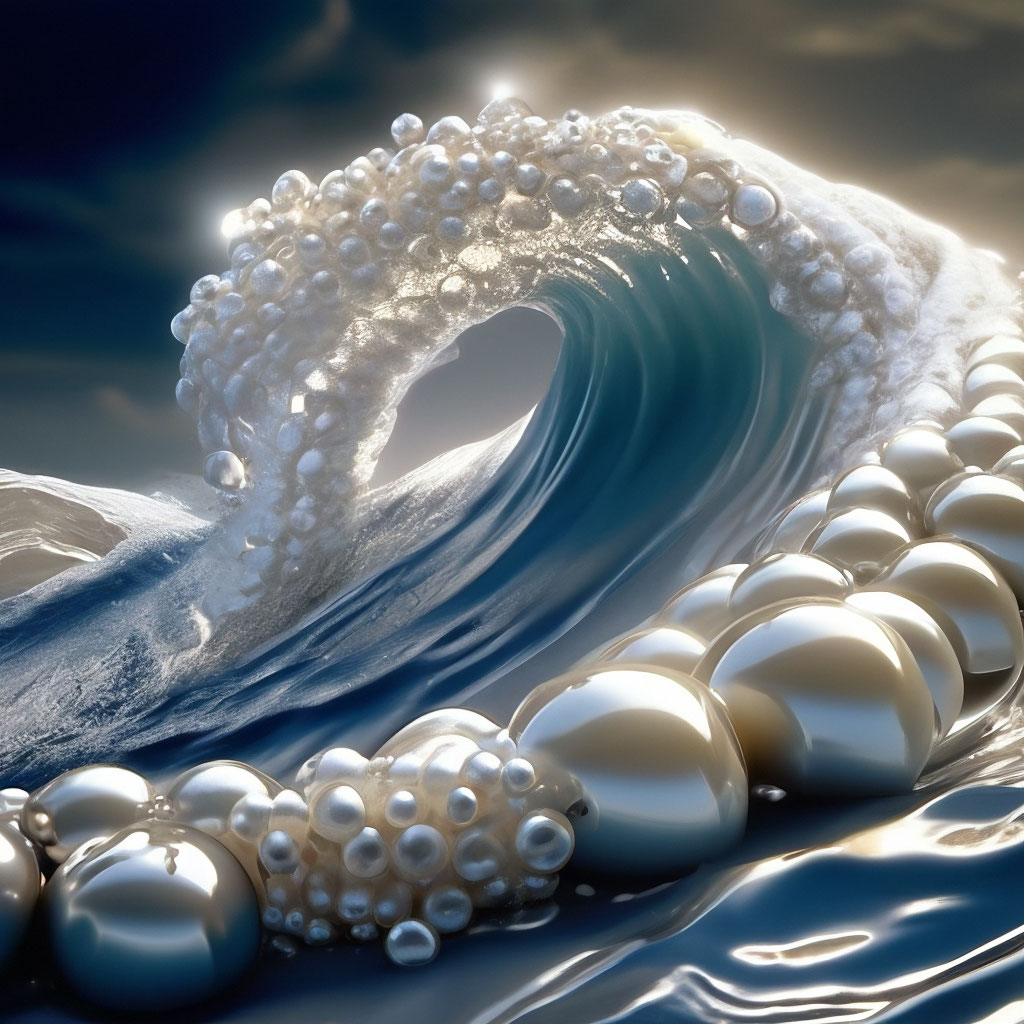"Wave of pearls, complex exposure, large pearls, waves, fantasy ...