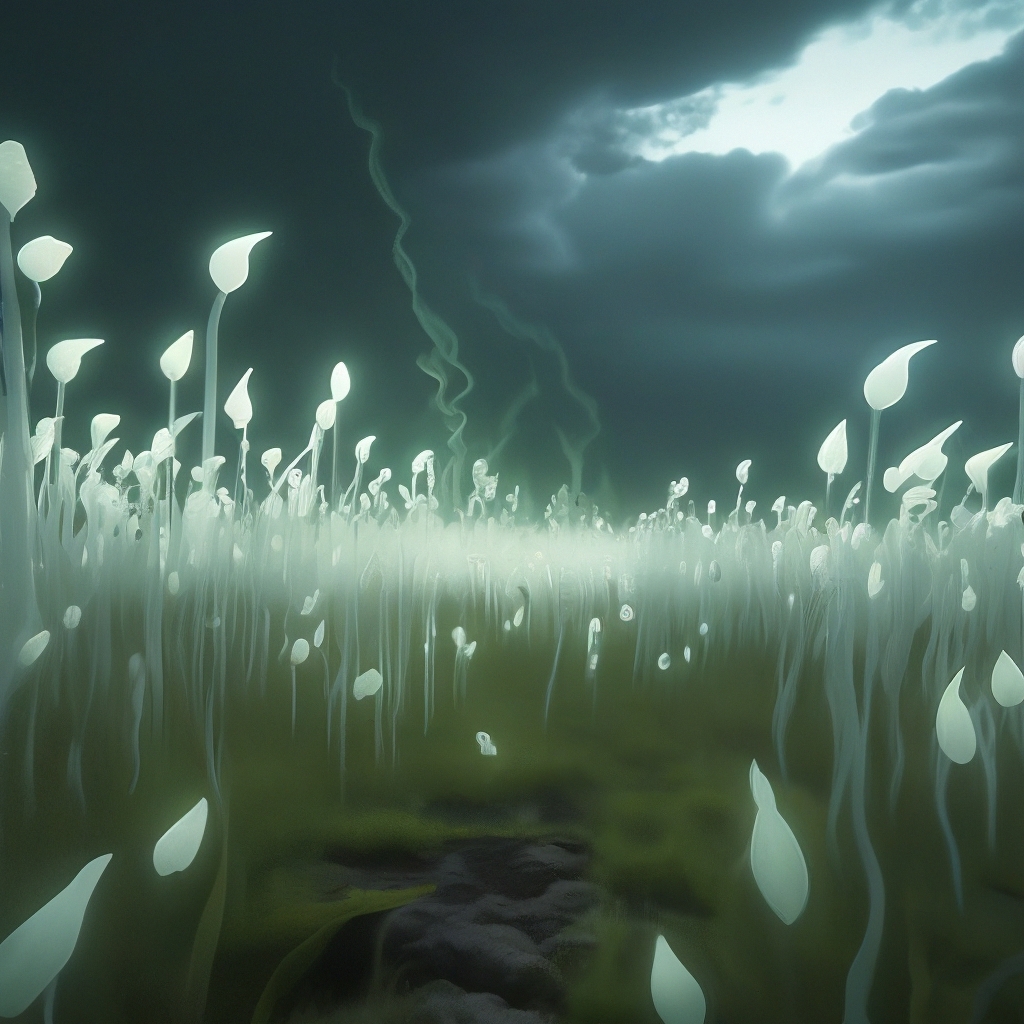 "The ghost grass consumes the whole world" — image created in Shedevrum