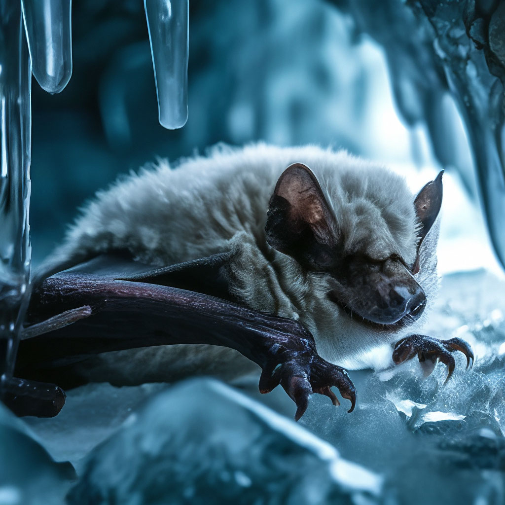 "Cave ice bat , aesthetically pleasing, beautiful, realistic, 4k ...