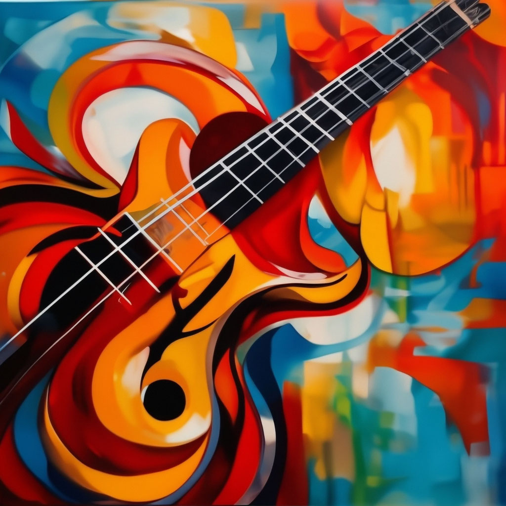 "Abstract painting representing the sound of jazz music using bright ...