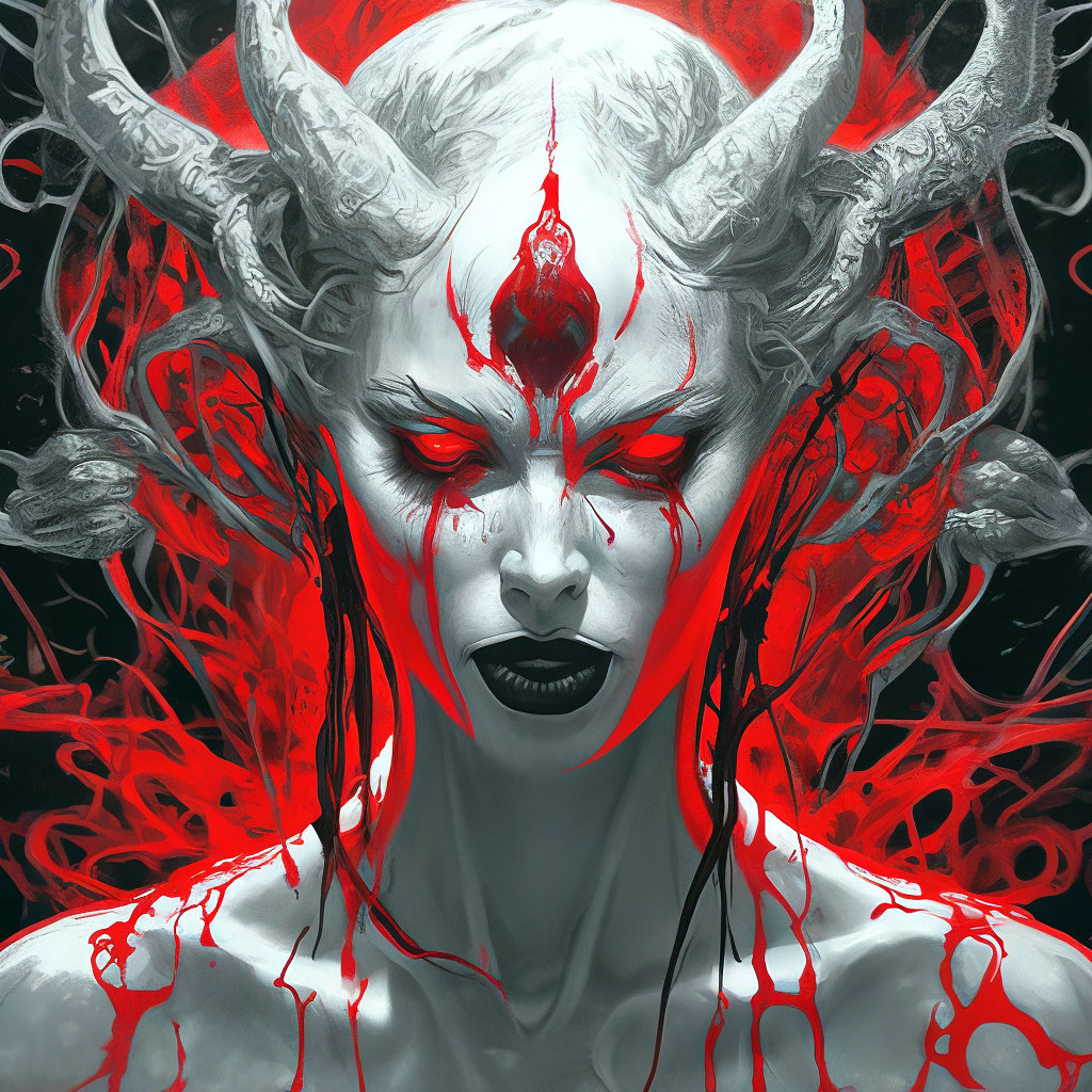 "Demon of the boundless cosmos, religious motif, space void, horror ...