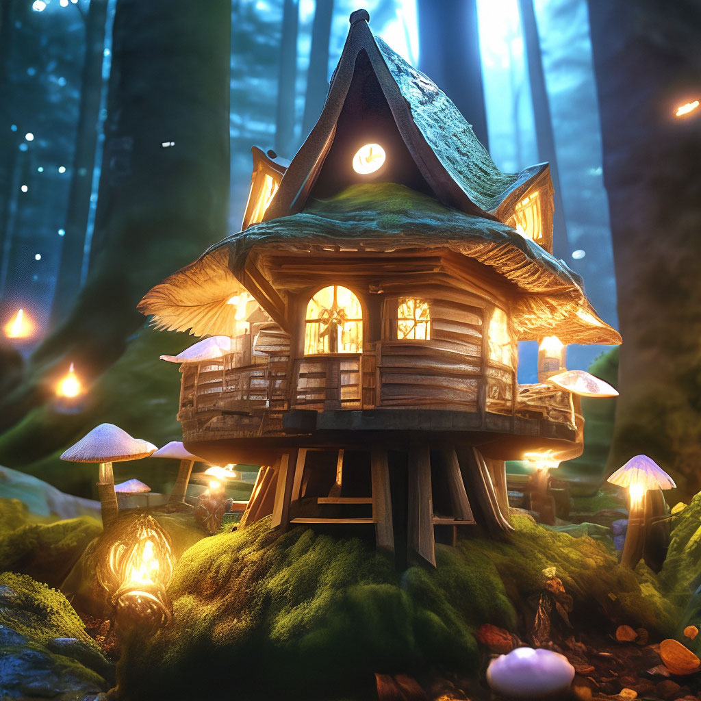 "Hut on chicken legs in a magical forest folk tales metamorphosis ...