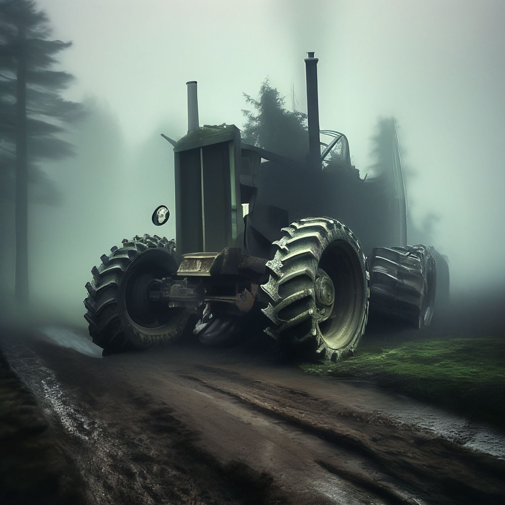"The tractor crushed the car" — image created in Shedevrum
