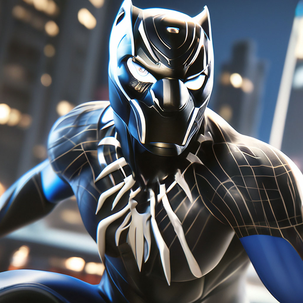 "Panther in a spider-man costume 16k" — image created in Shedevrum