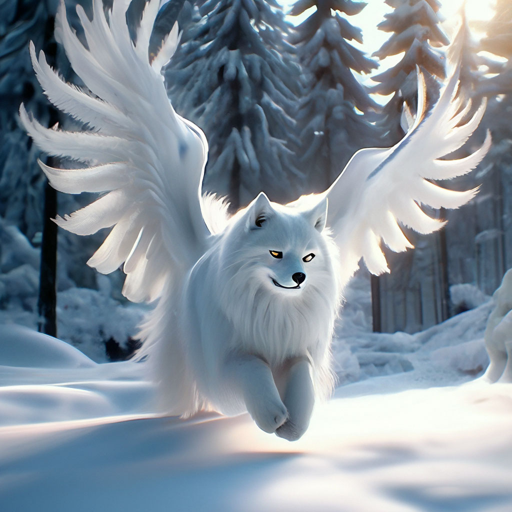 "Good morning. the spirit of winter is flying over the winter forest, a ...