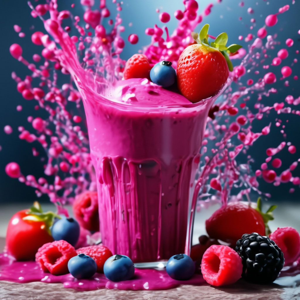 "Berry smoothie is a bright explosion of colorful berry splashes ...