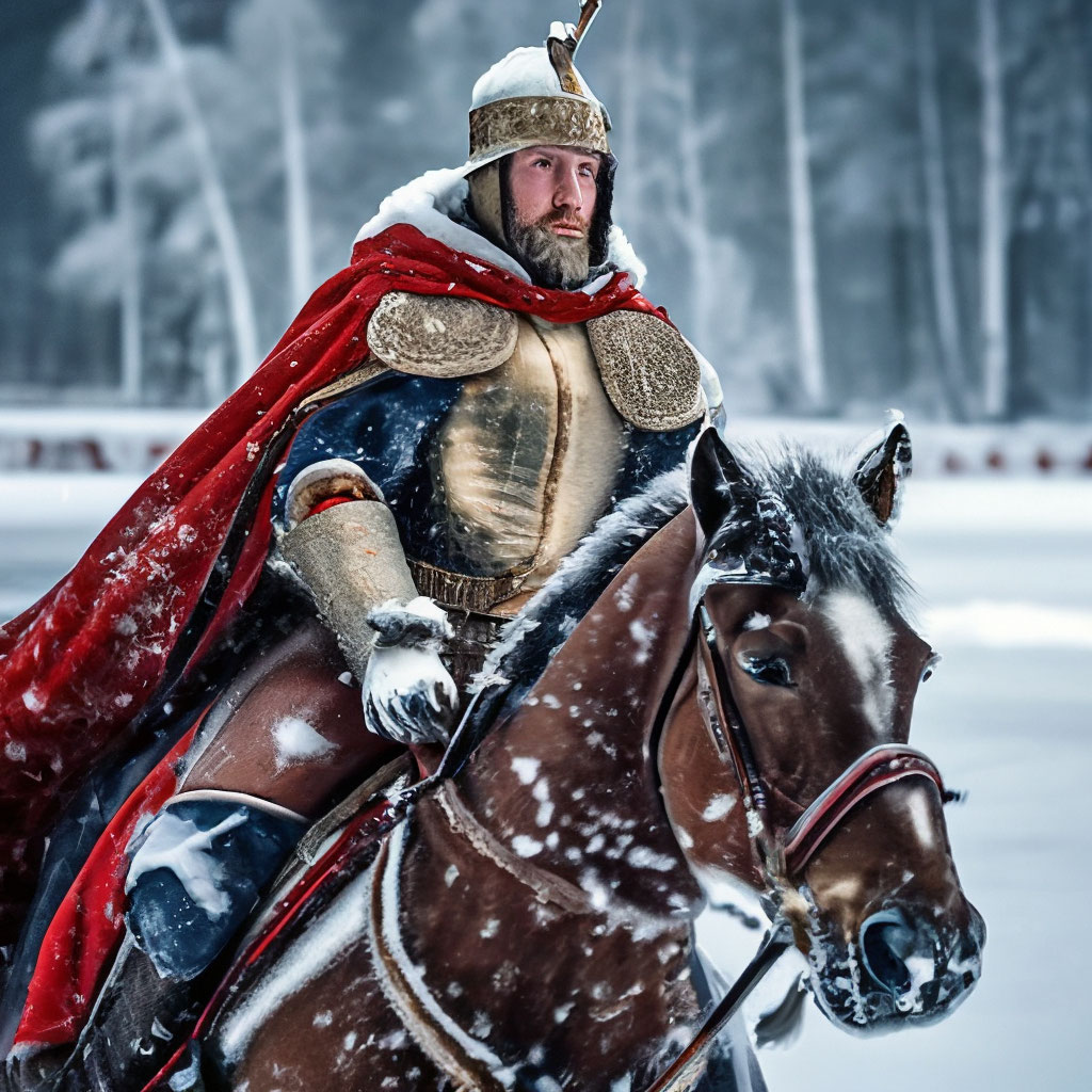 "Prince Alexander Nevsky on horseback ice battle, Lake Peipsi 4k, it's ...