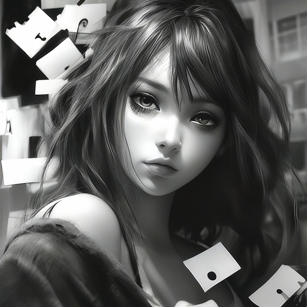 "Anime girl portrait , hyperrealism, illustration, lush medium-length ...