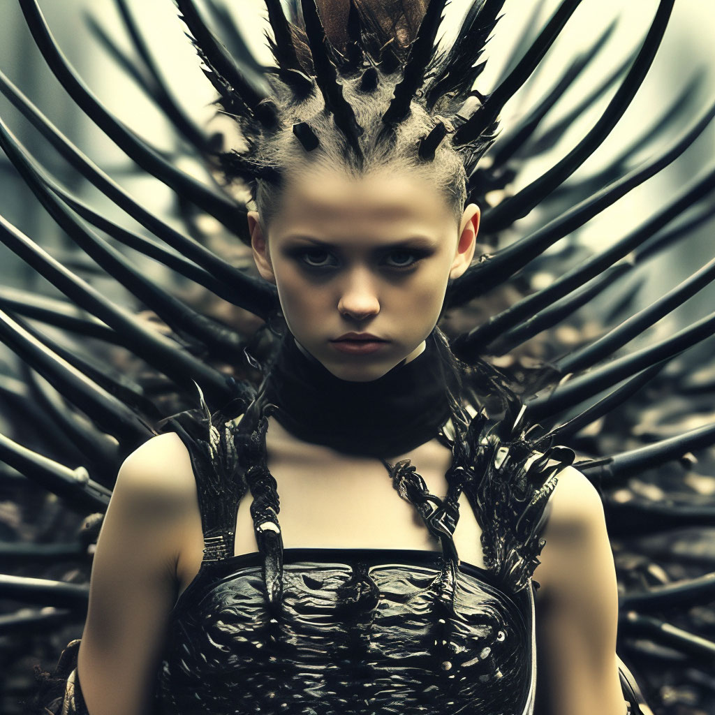 "The girl with the spikes" — image created in Shedevrum