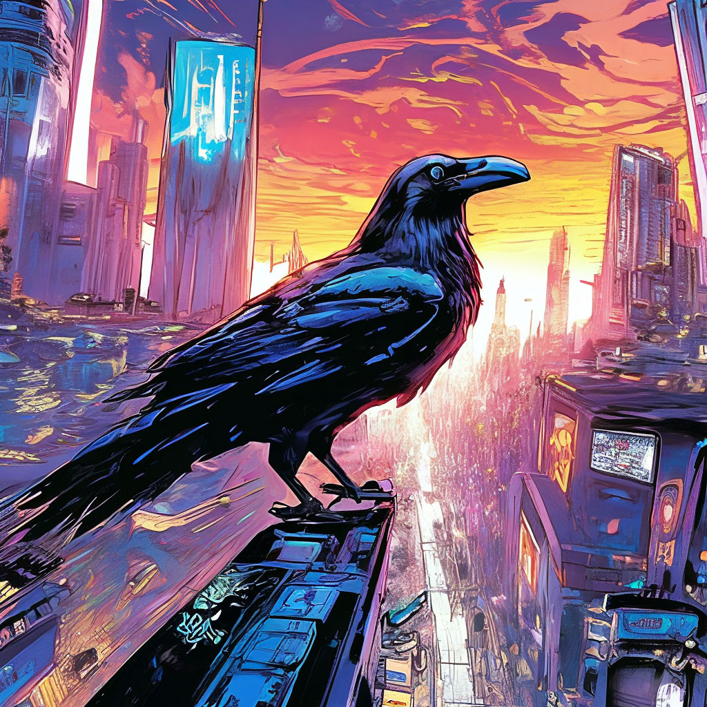 "Raven. city of angels" — image created in Shedevrum