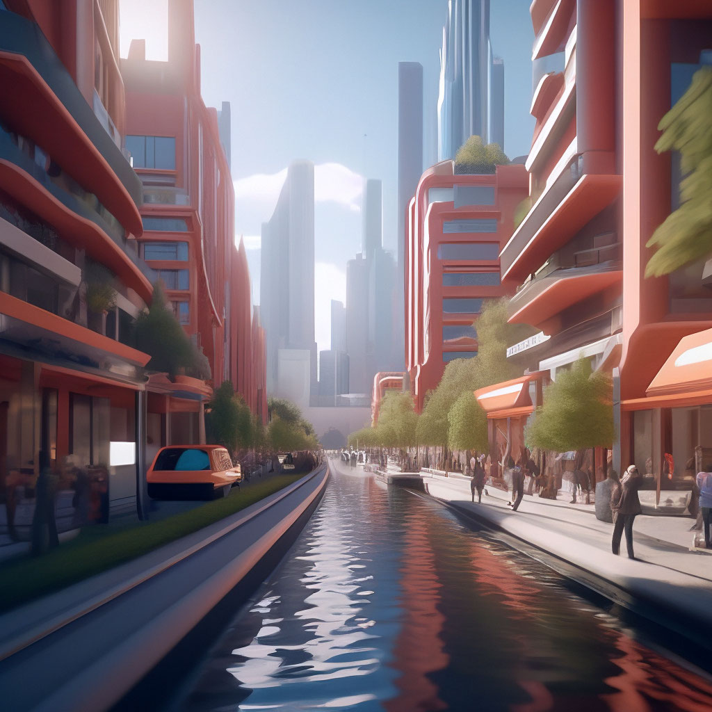 "One day in the city in 2030" — image created in Shedevrum