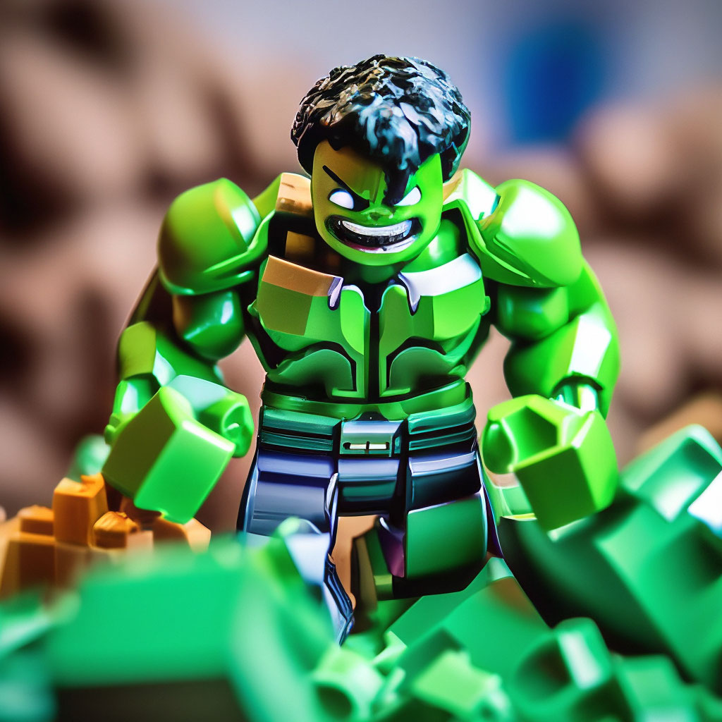 "Lego hulk" — image created in Shedevrum