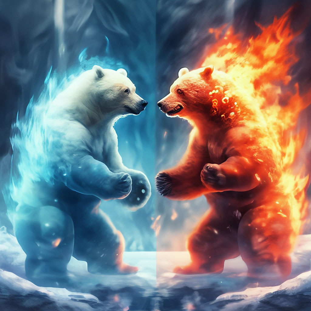 "Fire bear and ice bear" — image created in Shedevrum