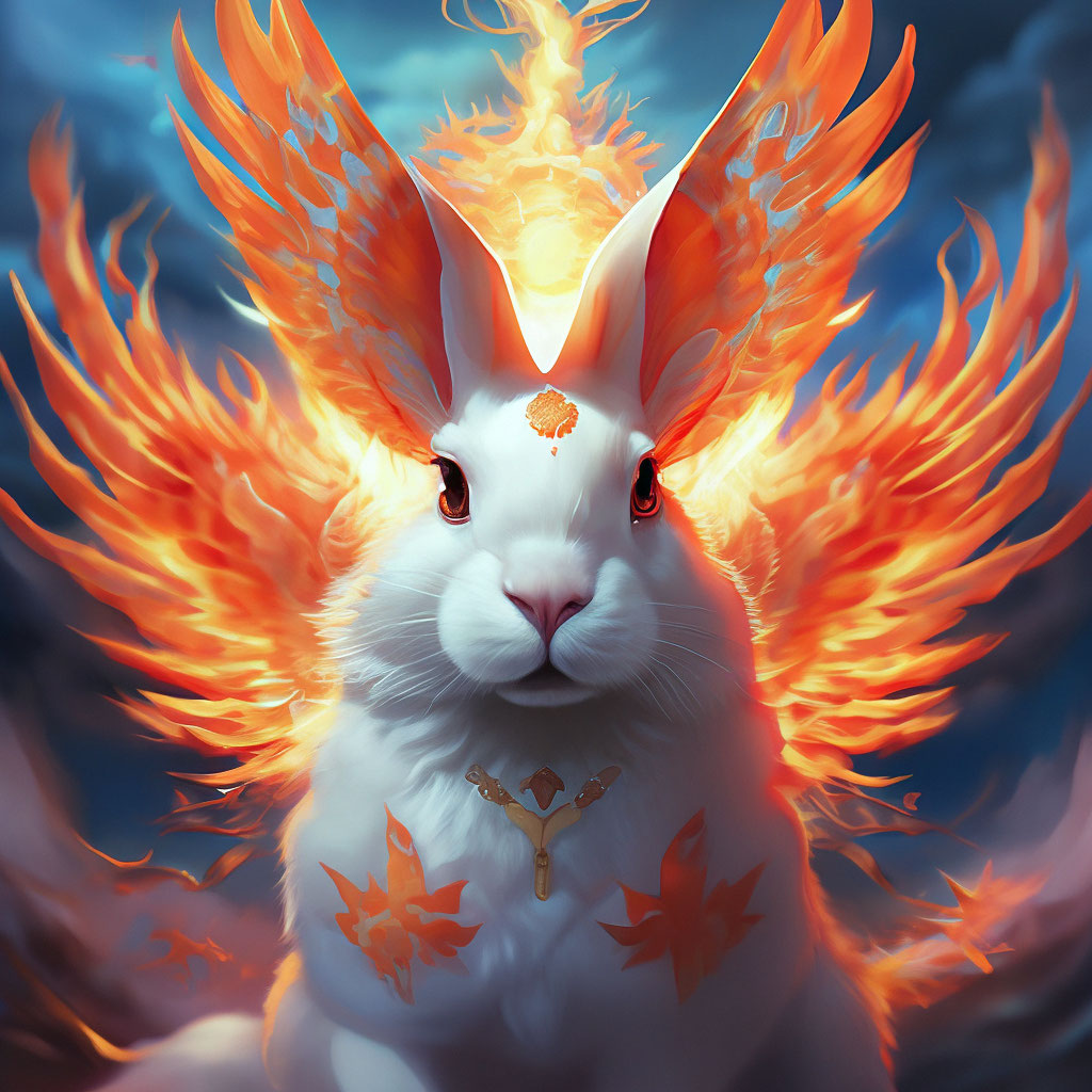 "The phoenix rabbit" — image created in Shedevrum