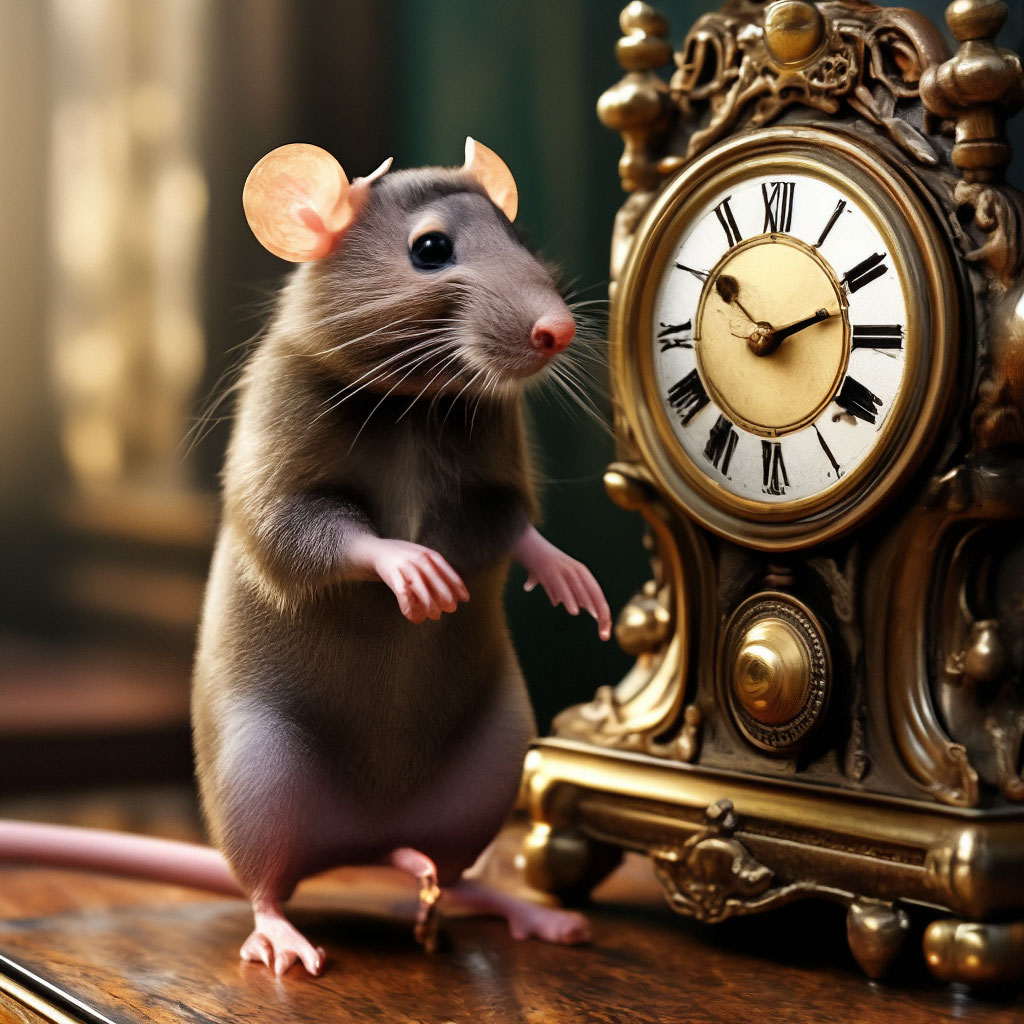"Some rat stole an antique clock" — image created in Shedevrum