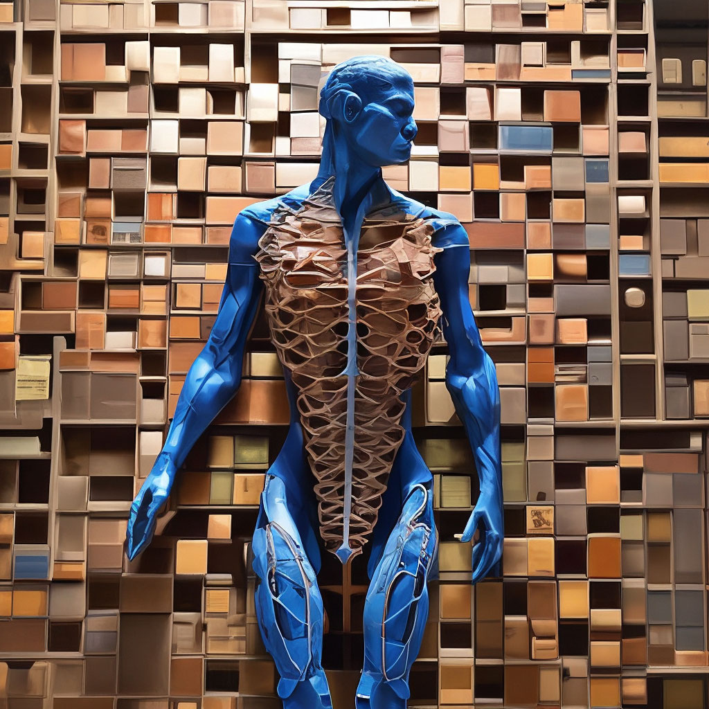 "The whole human body consists of tiles" — image created in Shedevrum