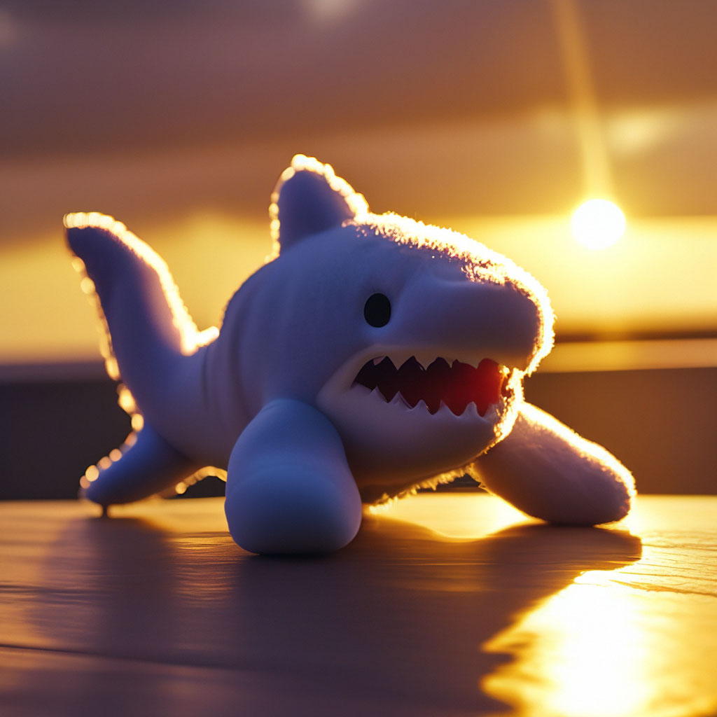 "Fluffy plush shark" — image created in Shedevrum