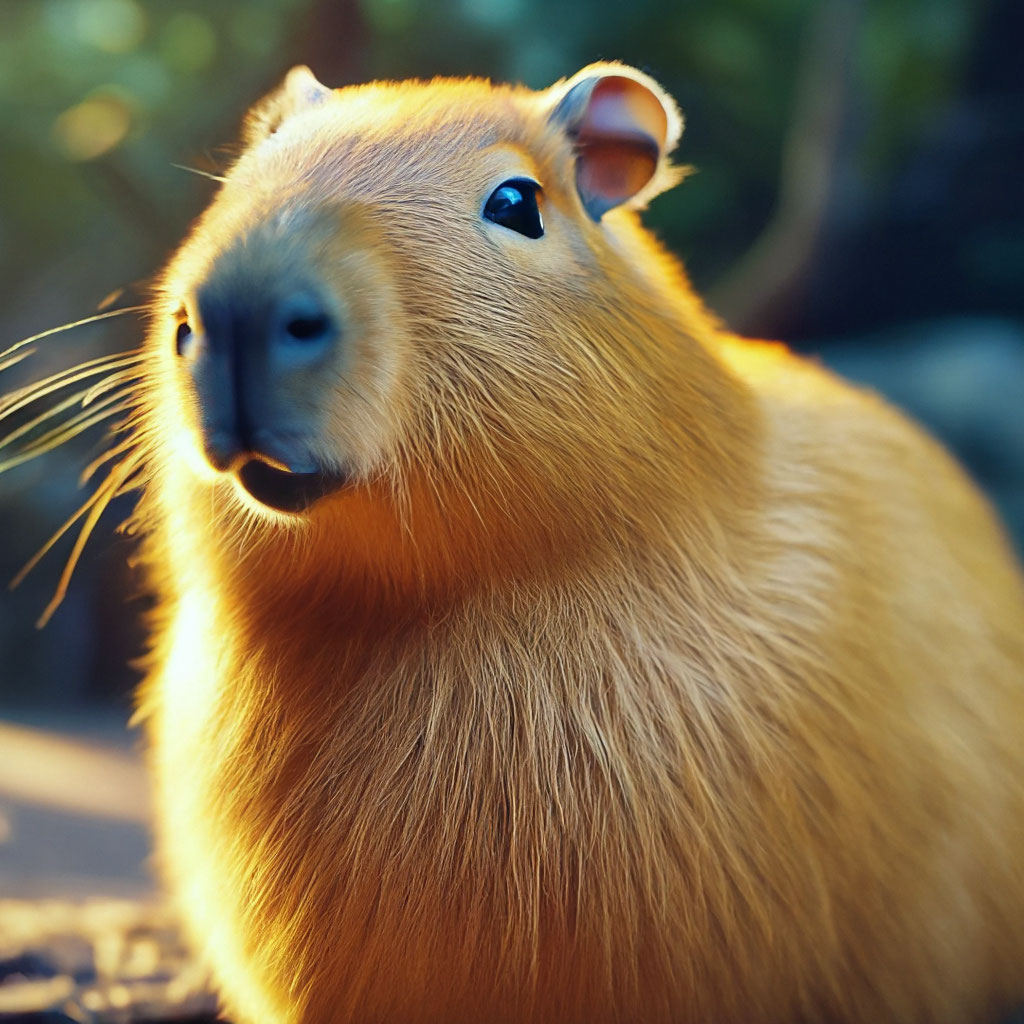 "Golden capybara, beautiful, aesthetically pleasing, professional photo ...