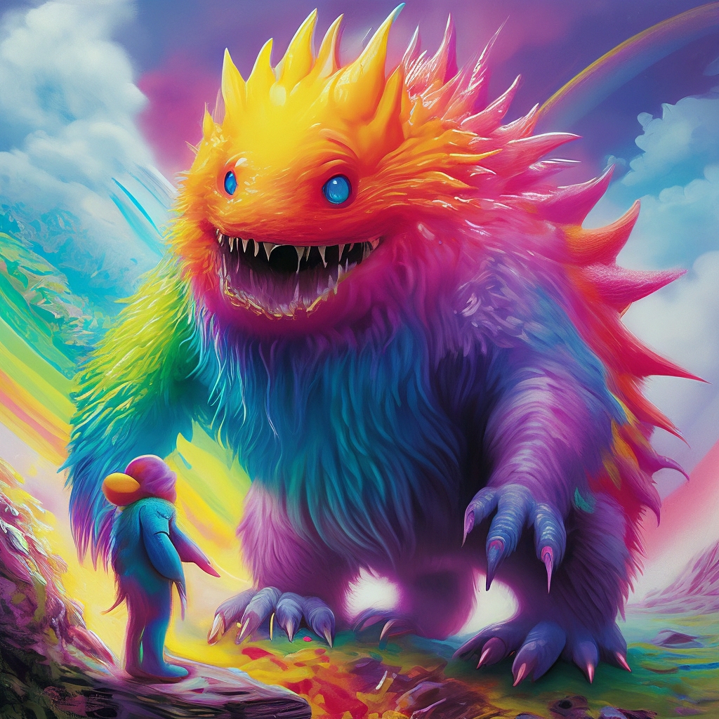 "Rainbow monster" — image created in Shedevrum