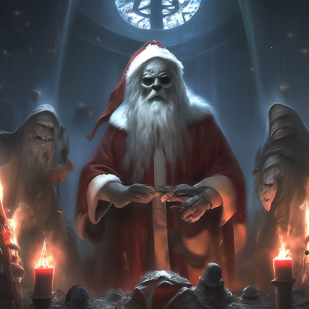 "Abyssal necrophony Santa Klaus horror" — image created in Shedevrum