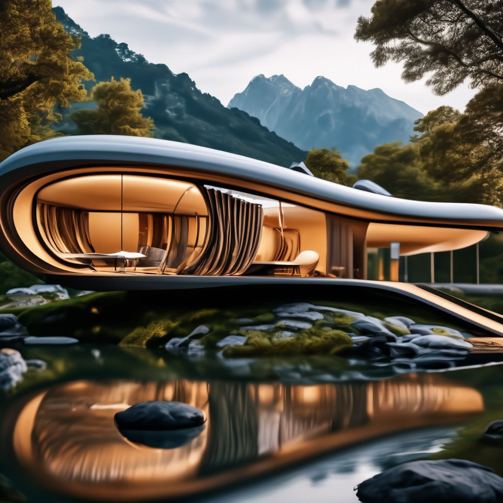"The architecture of the future is a futuristic cozy house in harmony ...