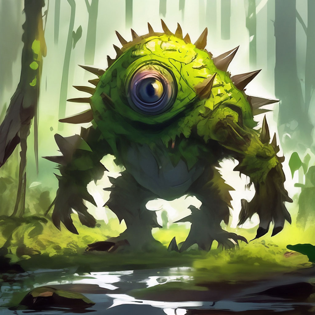 "Swamp cyclops a fabulous lonely, moss-covered giant mutant with one ...