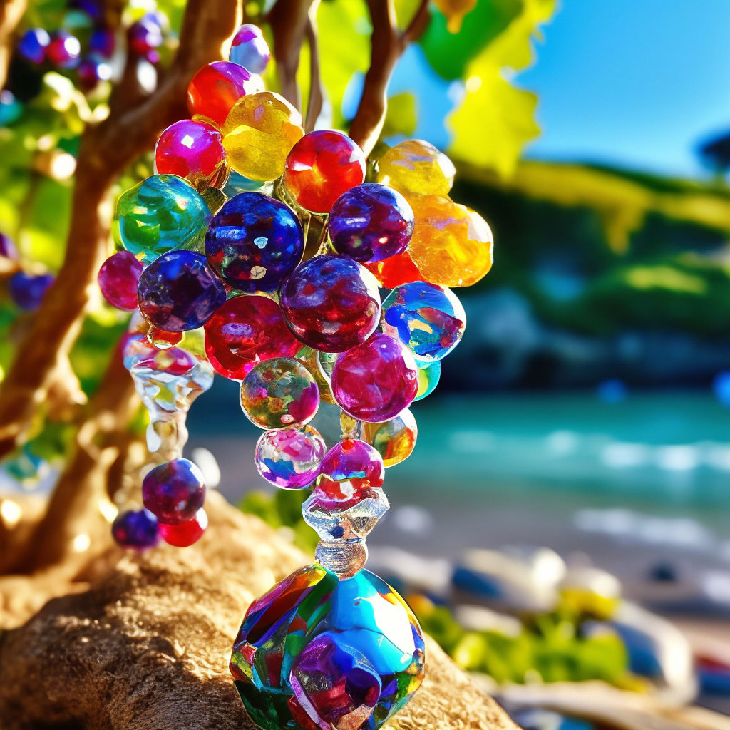 "⭐💫 Crystal glass multicolored vintage grapes on a tree on a sunny day ...