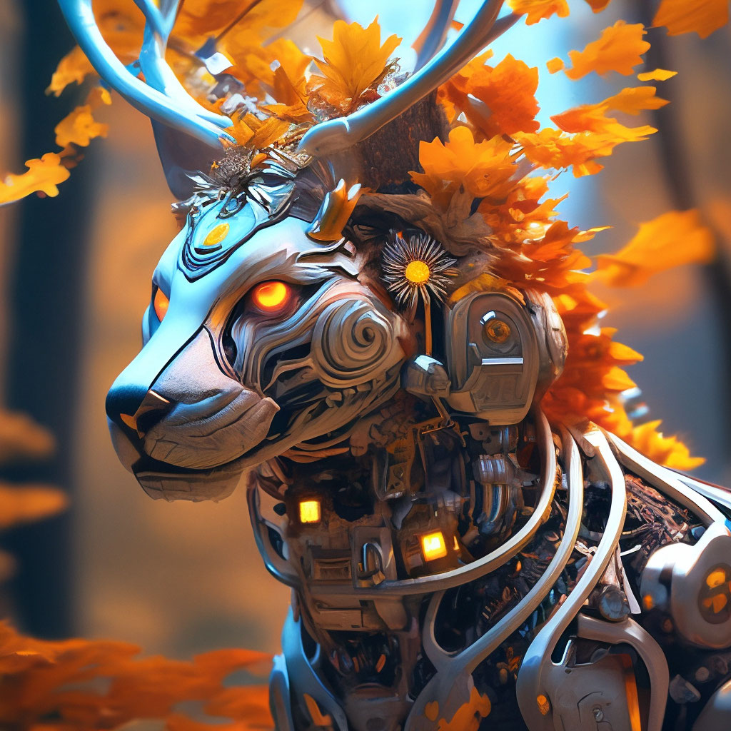"Fantastic animal hybrids, biomechanics, surrealism, autumn tree ...