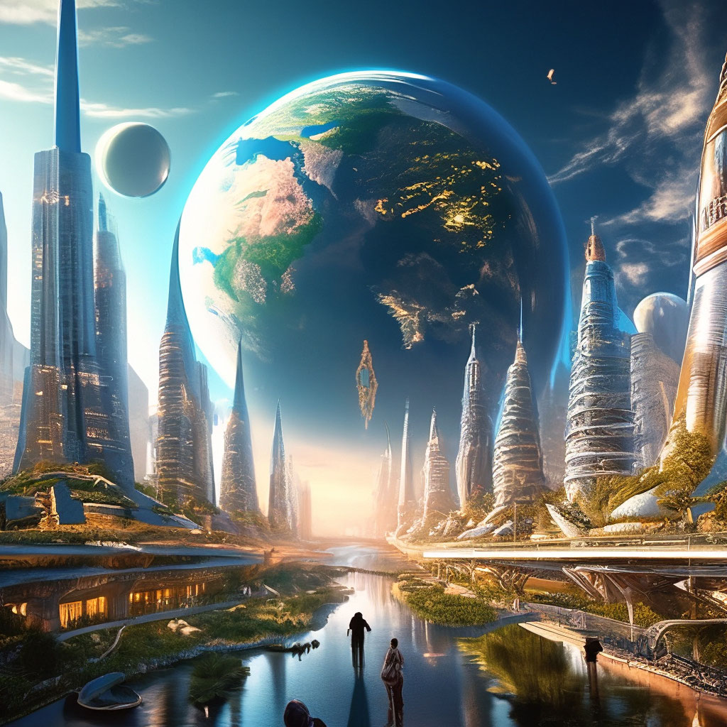 "What will the world look like in 2055" — image created in Shedevrum