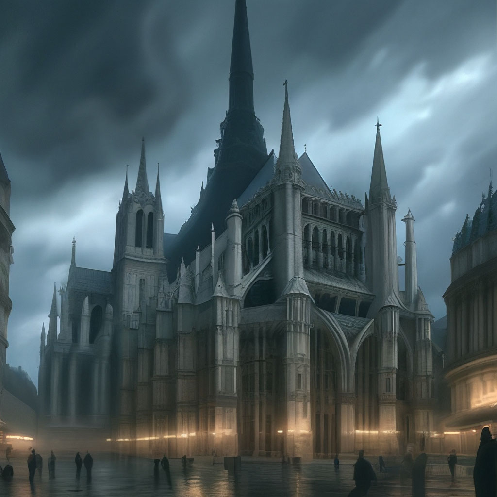 "Gloomy gothic notre dame, hyperrealism, drawing, 8K, HDR" — image ...