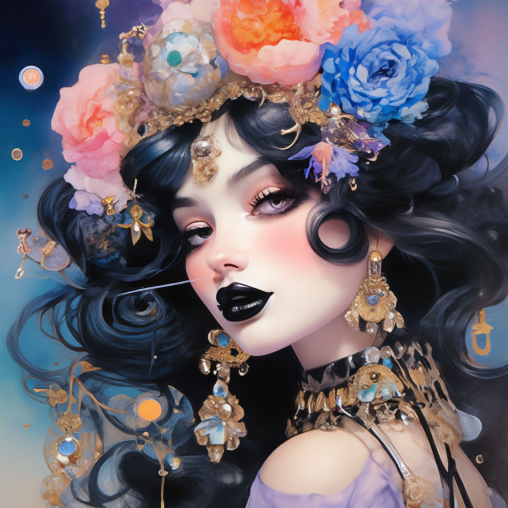 "Black lips puffy black due to cosmic chaos lanterns ,wind , burlesque ...