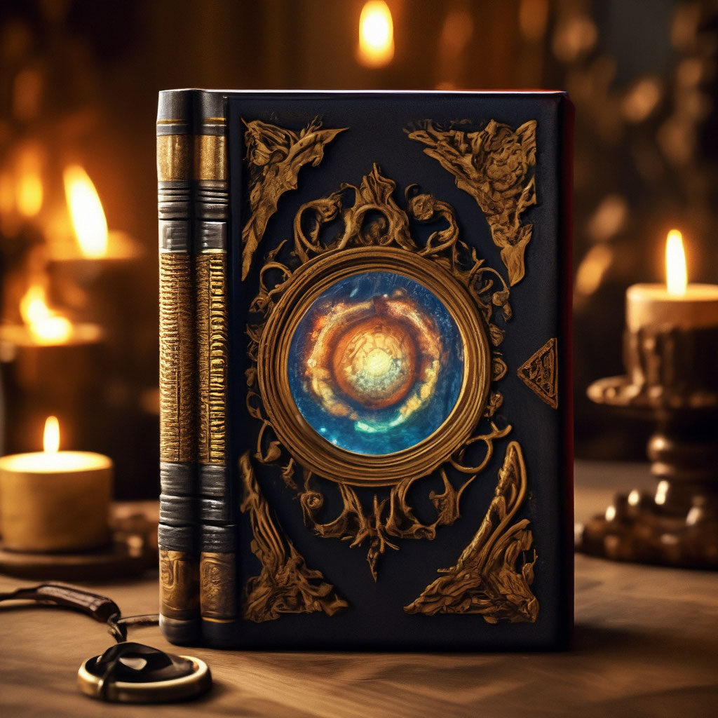 "The book of spells" — image created in Shedevrum