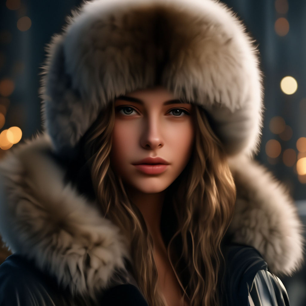 "The girl in the fur hat" — image created in Shedevrum