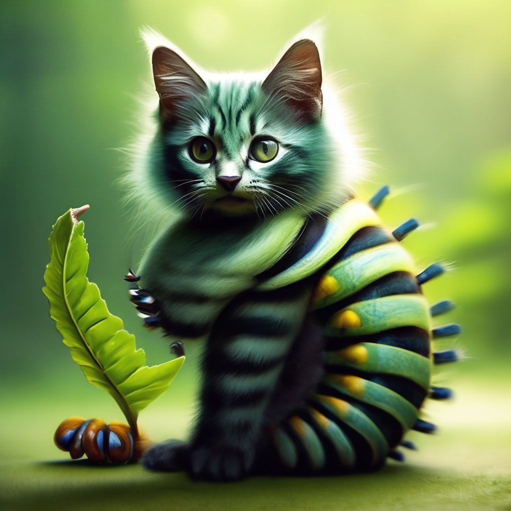 "A hybrid of a cat and a caterpillar" — image created in Shedevrum